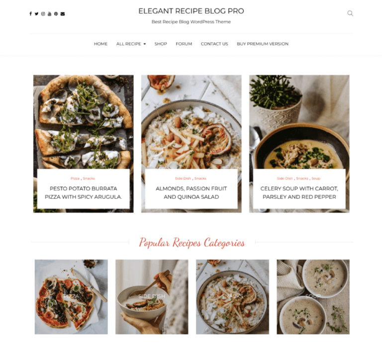 Elegant Recipe Blog - Best Recipe Blog WordPress Theme